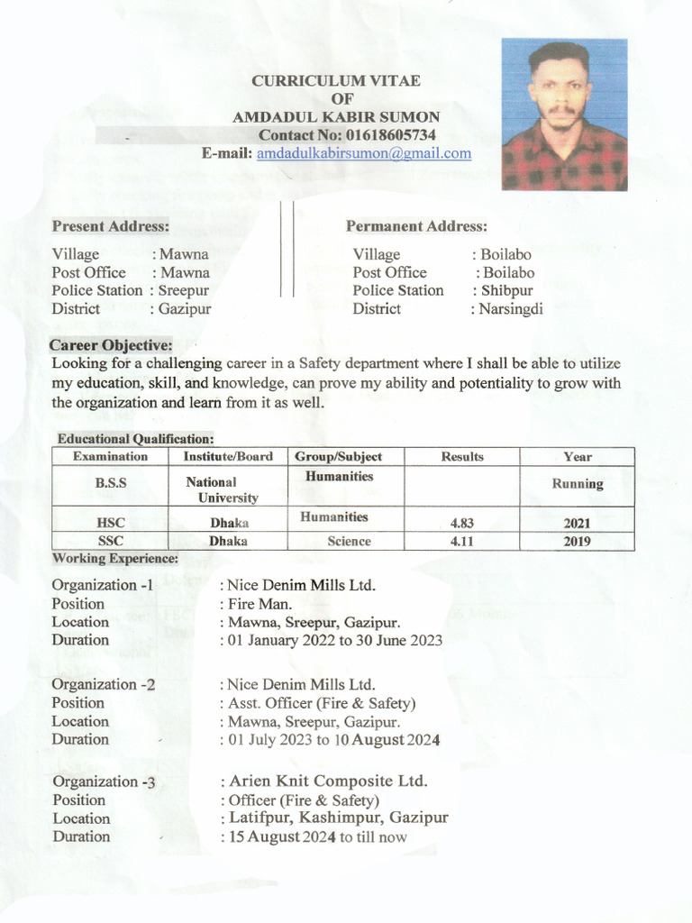 CV of Amdadul Kabir | PDF