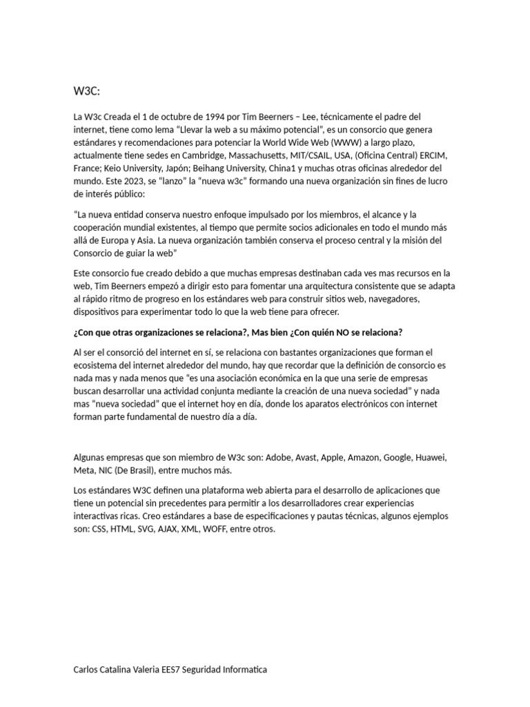 CarlosCatalina Seguridad Informatica 6to 1ra Ipp Clase 01 TP n3 | PDF | Consorcio Mundial de la ...