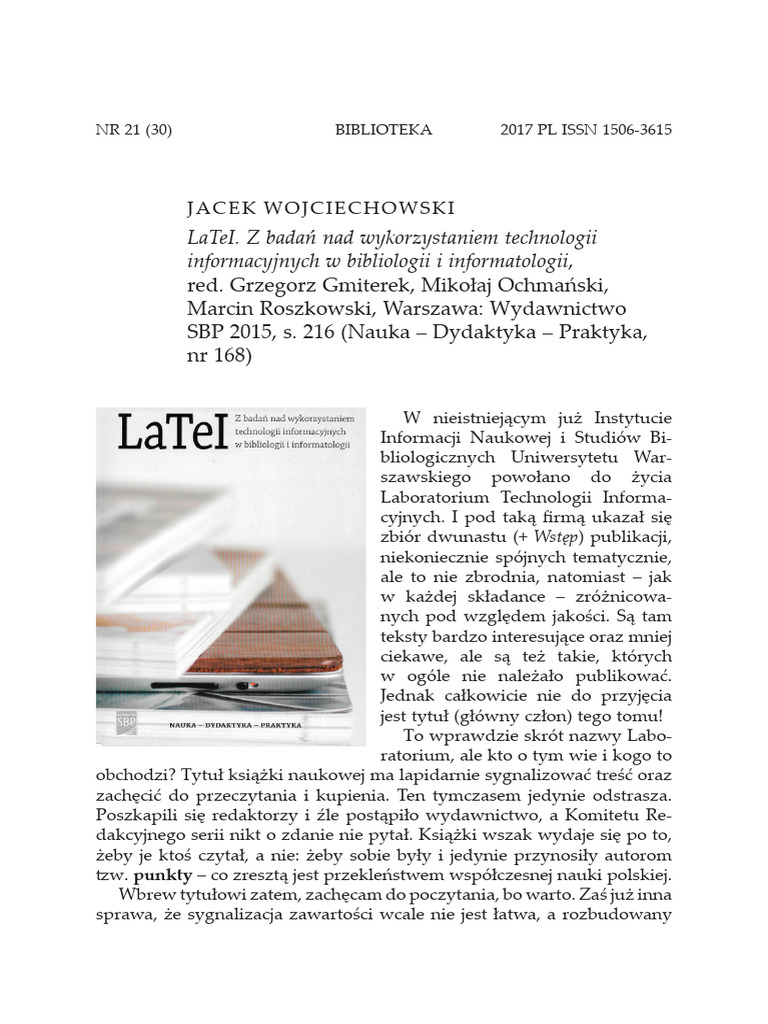 Latei. Z Badań Nad Wykorzystaniem Technologii Informacyjnych W ...