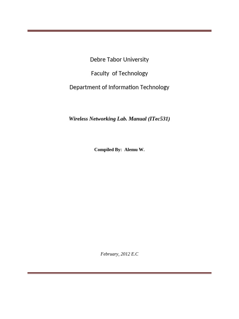 Wireless Networking Lab. Manual | PDF | Computer Network | Ip Address