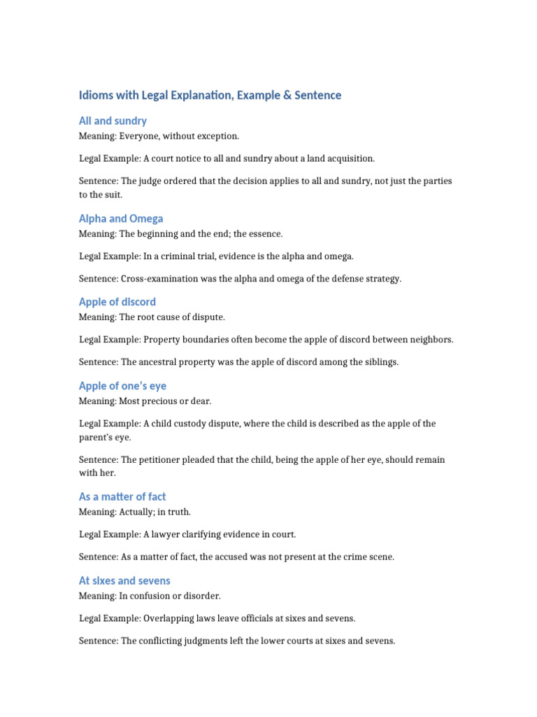 Legal Idioms Explained with Examples | PDF | Lawsuit | Trials