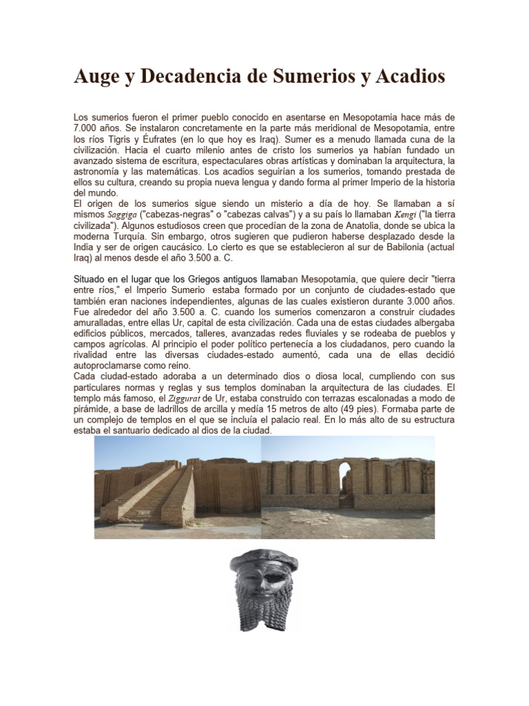 El Auge y La Decadencia de Sumerios y Acadios | PDF | Sumeria | Mesopotamia