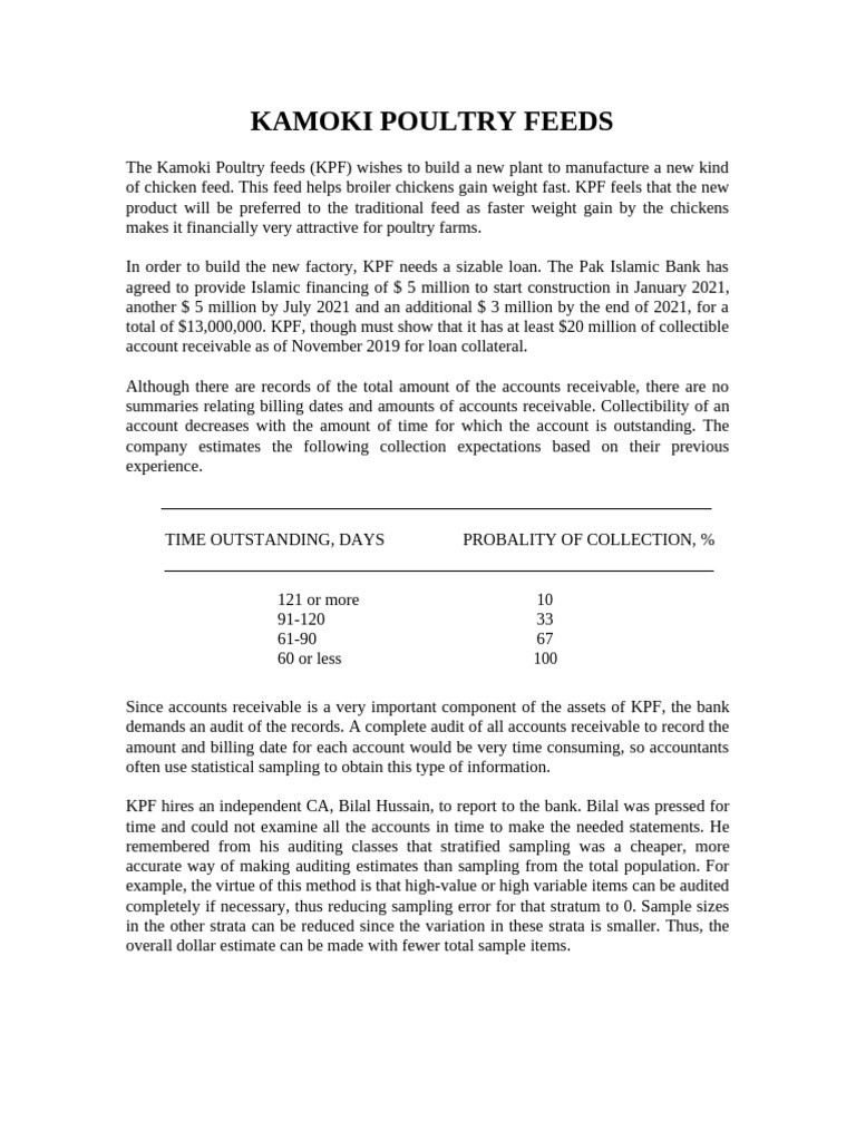6.0 Kamoki Poultry Feeds | PDF | Sampling (Statistics) | Poultry Farming