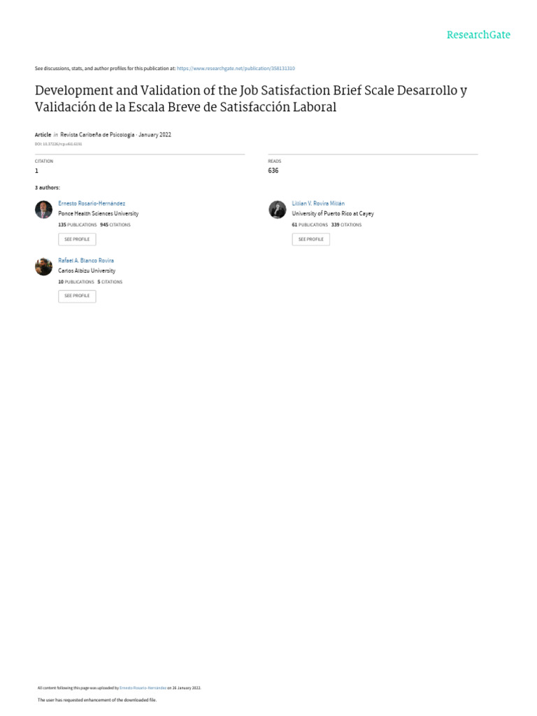 Job Satisfaction Brief Scale Validation | PDF | Statistical Theory ...
