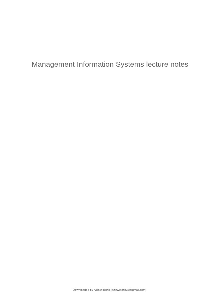 Management Information Systems Lecture Notes | PDF | Databases ...