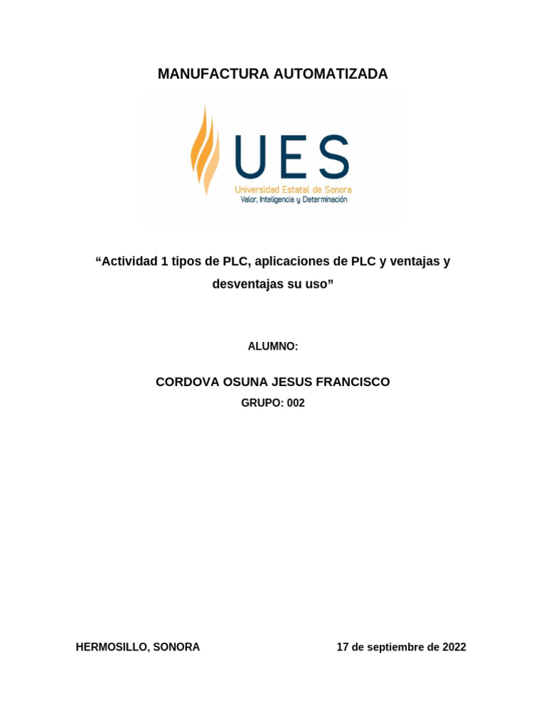 Actividad 1 Tipos de PLC, Aplicaciones de PLC y Ventajas y Desventajas Su Uso | PDF ...