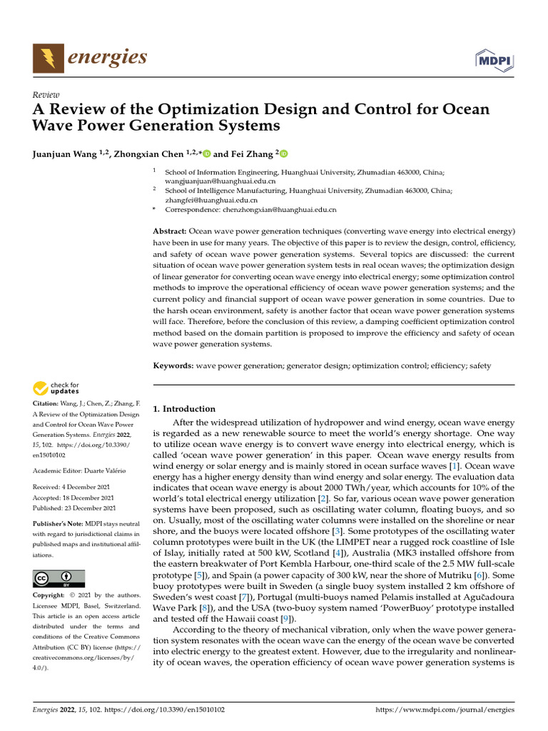 14-A Review of The Optimization Design and Control For Ocean Wave Power ...