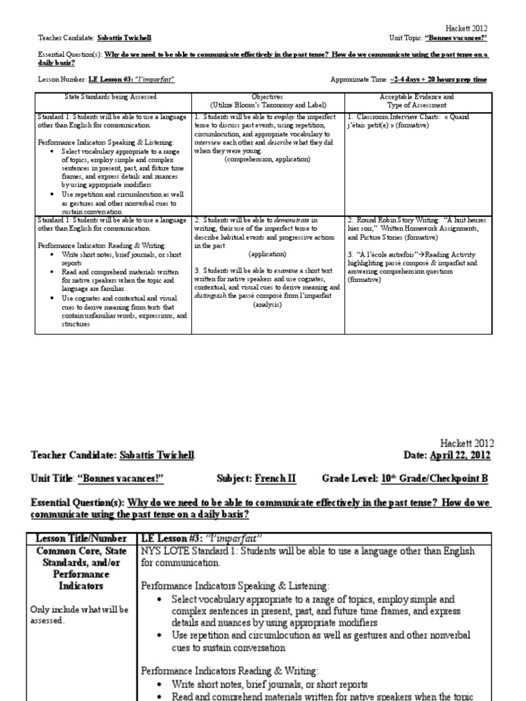 Understanding L'Imparfait in French | PDF | Reading Comprehension ...