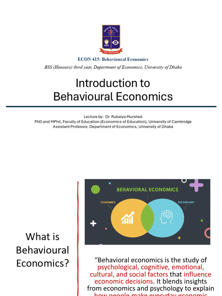 Lecture1 Introduction To Behavioral Economics | PDF | Behavioral ...