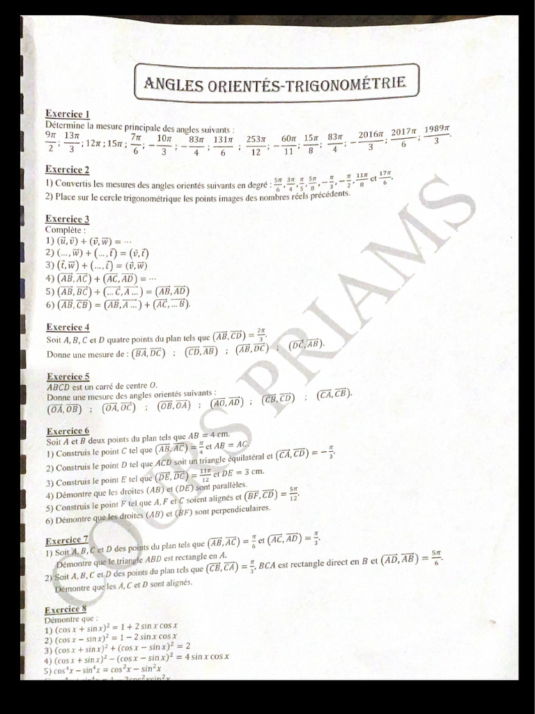 Angles Orientés-Trigonométrie | PDF