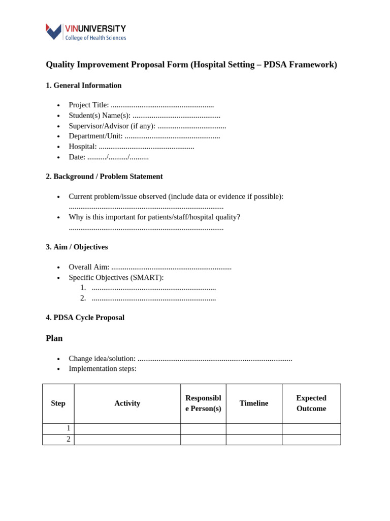 Hospital Quality Improvement Proposal Form | PDF | Electronic Health Record