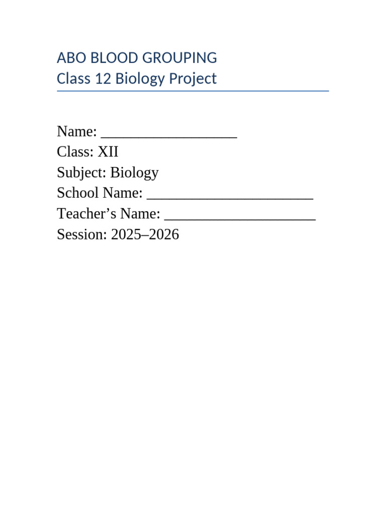 ABO Blood Grouping Project Class12 Complete | PDF | Blood Type | Anatomy