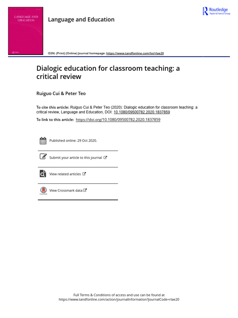 Critical Review of Dialogic Education Models | PDF | Pedagogy | Dialogue