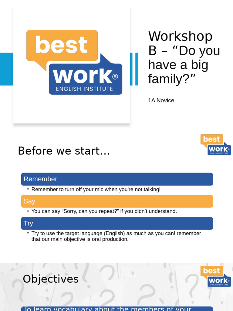 Family Vocabulary and Descriptions Workshop | PDF