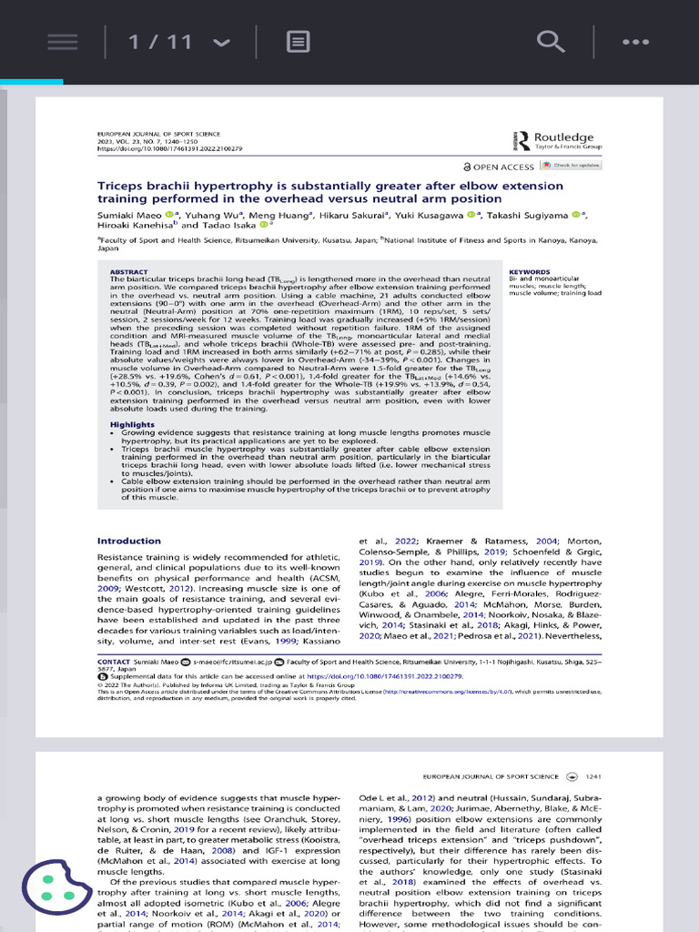 Triceps Brachii Hypertrophy Is Substantially Greater After Elbow ...