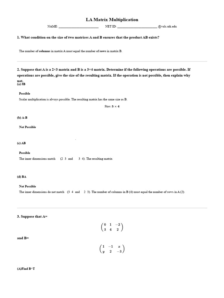Matrix Multiplication Explained | PDF | Matrix (Mathematics) | Linear ...