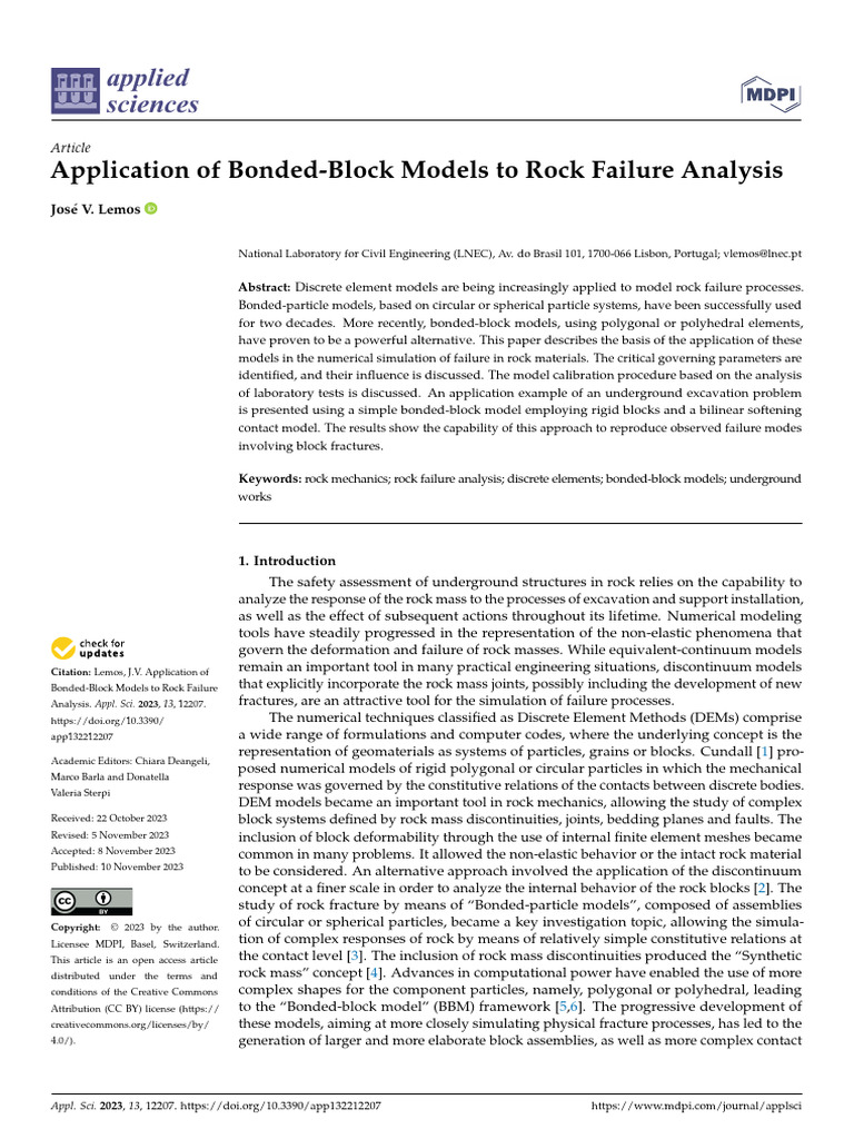 Application of Bonded-Block Models To Rock Failure | PDF | Fracture ...