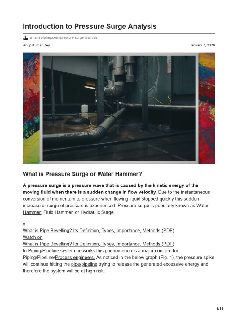 Introduction To Pressure Surge Analysis | PDF | Pump | Pressure