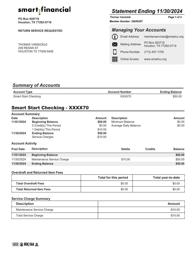 Statement of Account November | PDF | Credit Card | Overdraft