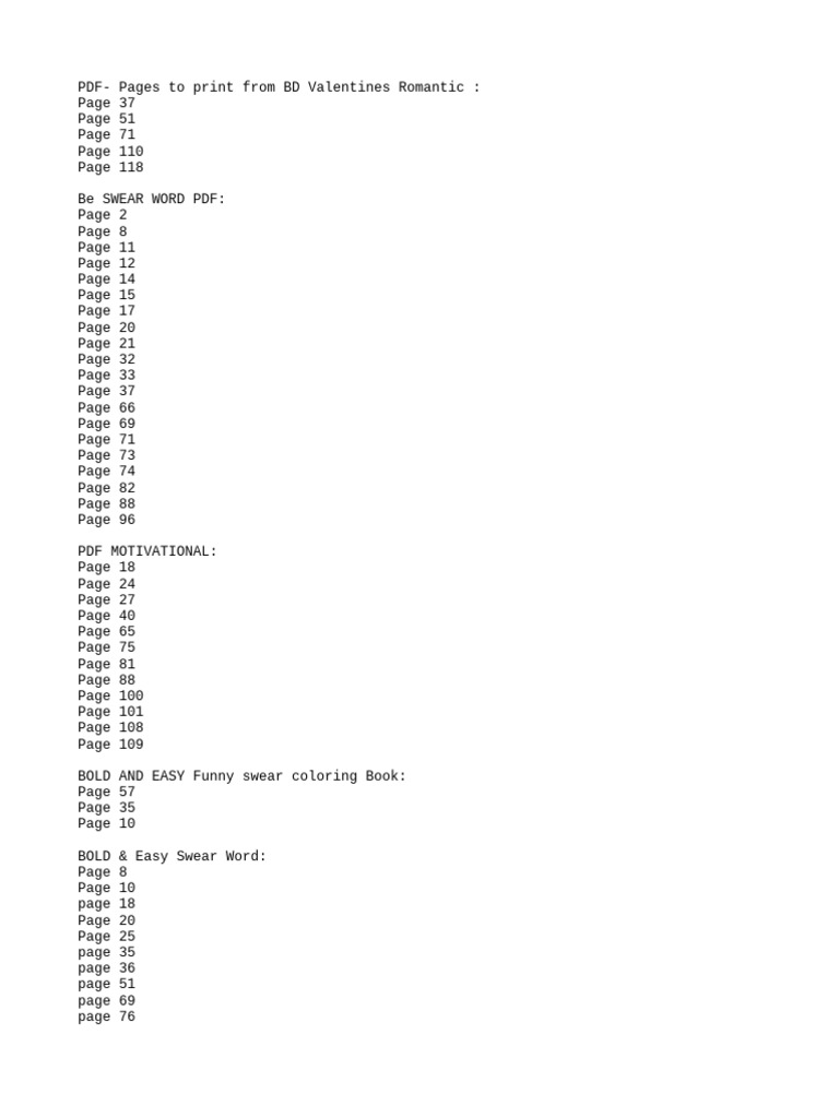 PDF Pages for Swear Word Coloring | PDF