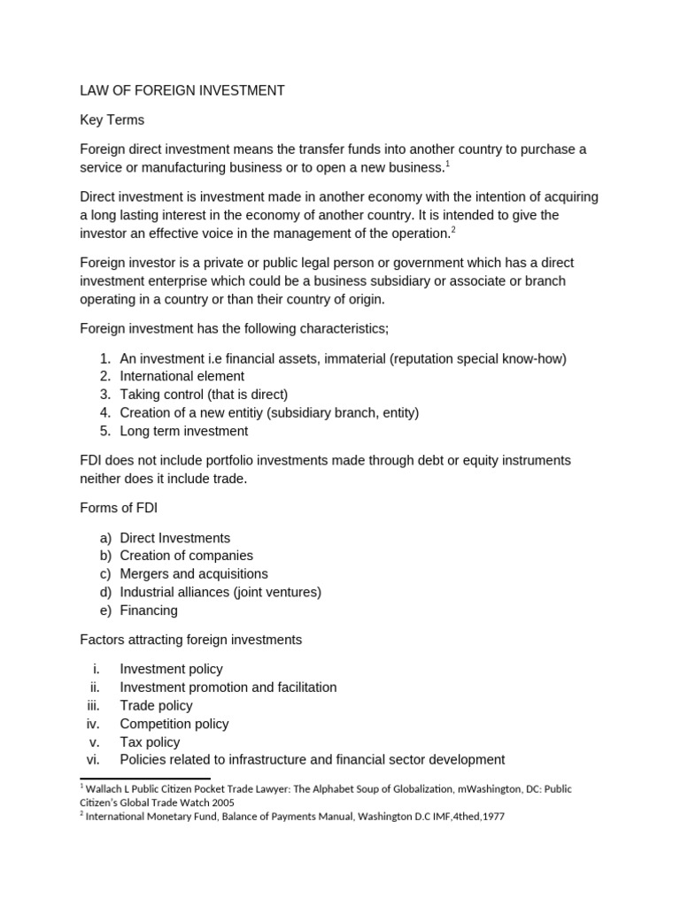 Understanding Foreign Investment Laws | PDF | Foreign Direct Investment ...