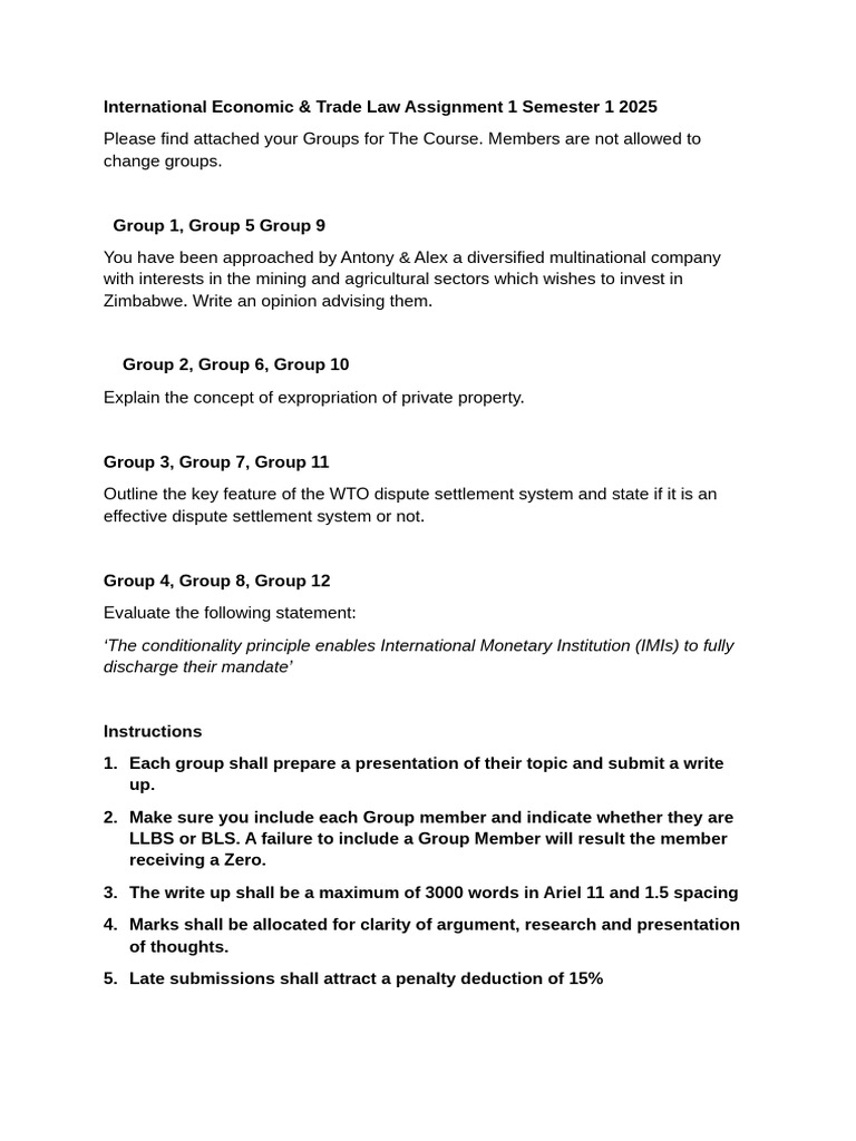 International Trade Law Group Assignments | PDF | Chess Theory | Chess ...