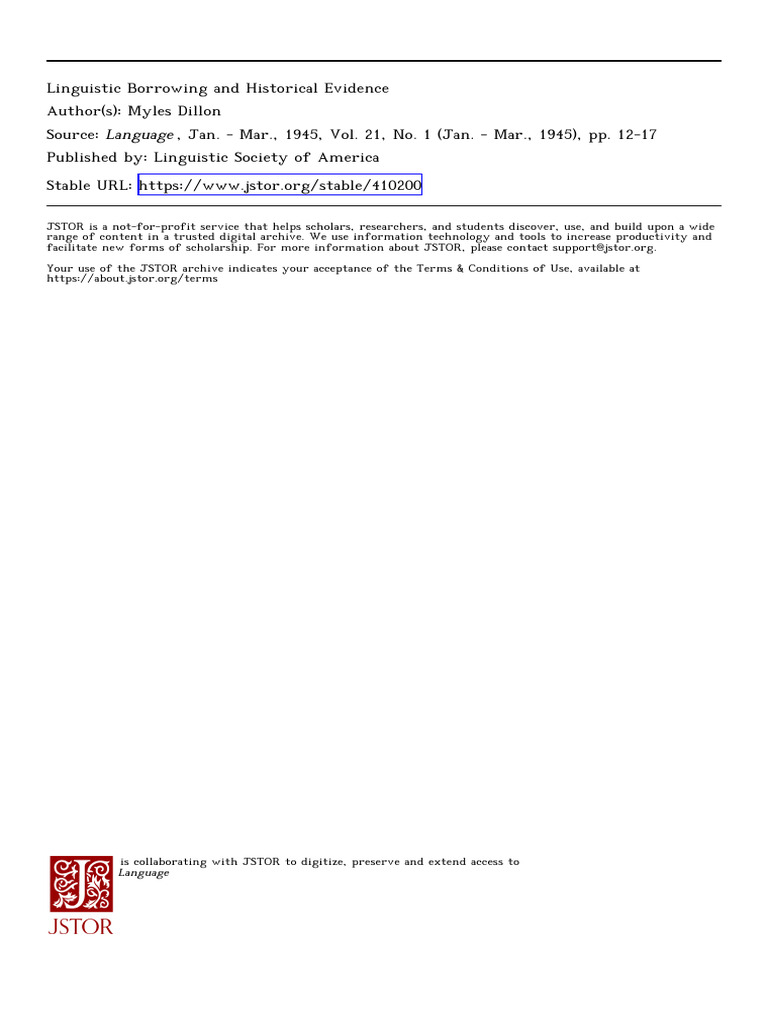 Linguistic Borrowing and Historical Evidence | PDF | Human ...