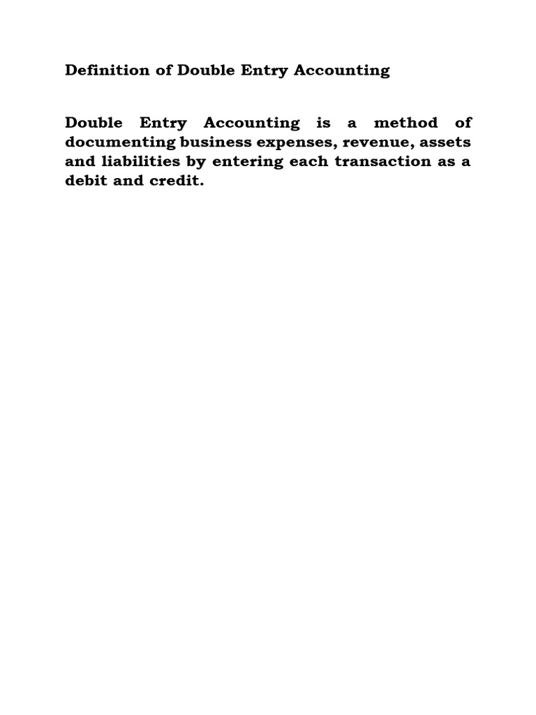 Definition of Double Entry Accounting | PDF