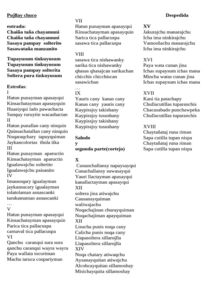 Letra Del Chuco 1 Hoja | PDF