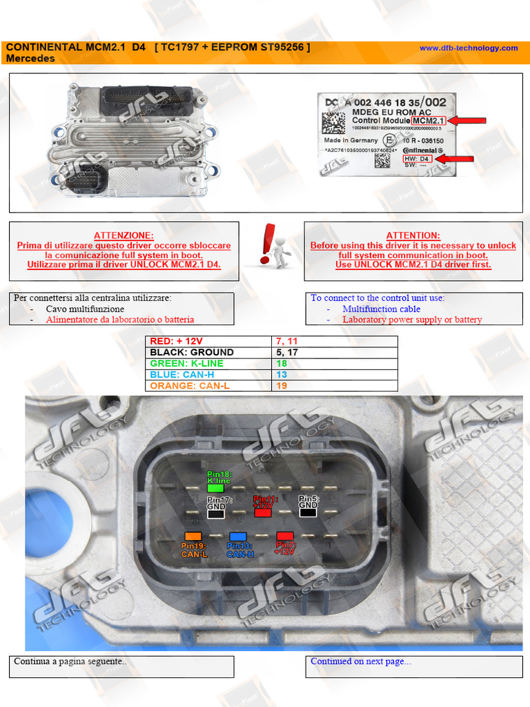 Pinout Continental Mercedes Mcm2.1 d4 | PDF