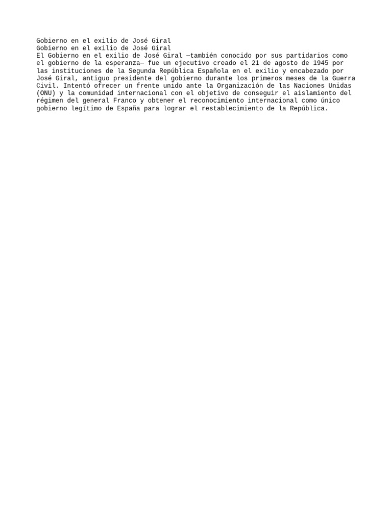 Gobierno en El Exilio de José Giral | PDF