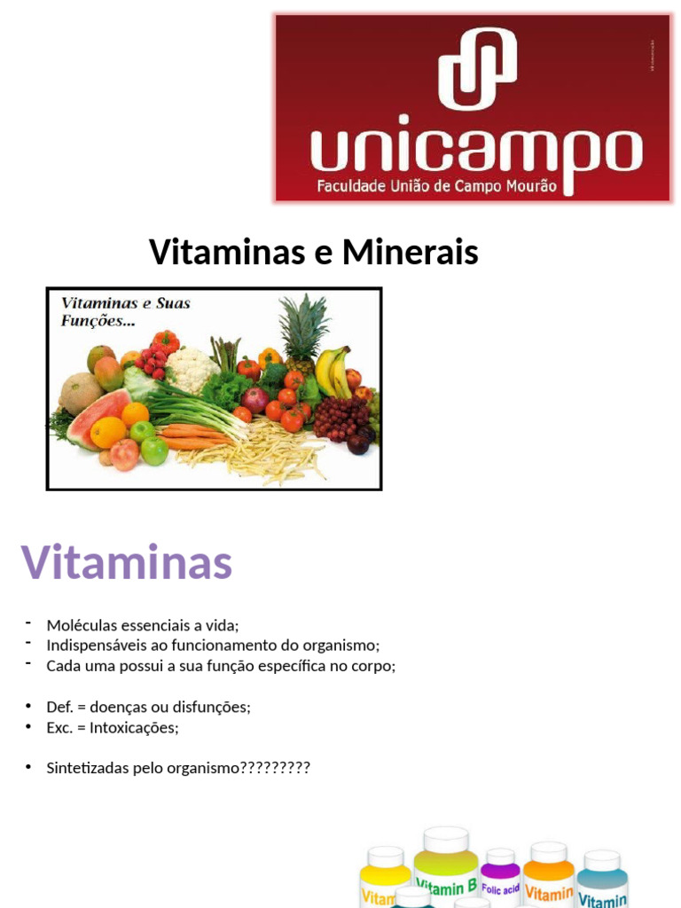 Vitaminas e Minerais | PDF | Vitamina | Corpo humano