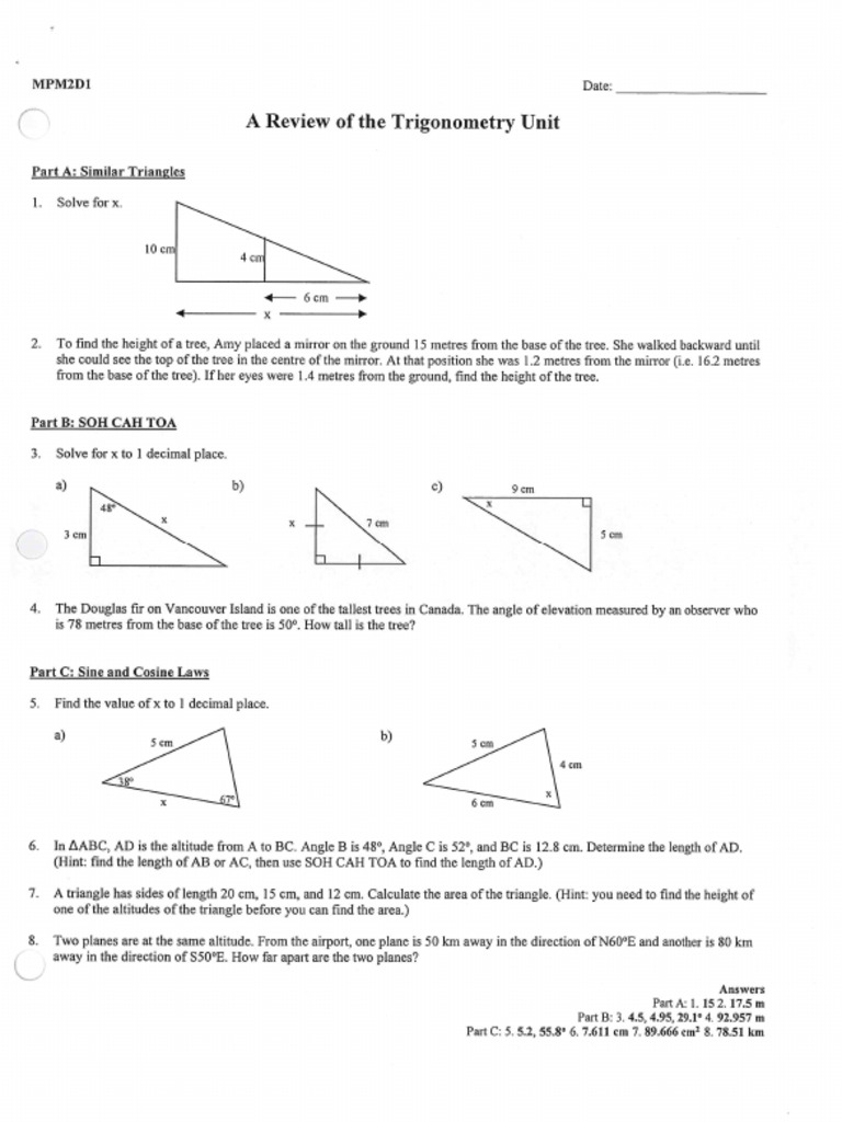 12 - Jan15 - Trigonometry Review | PDF