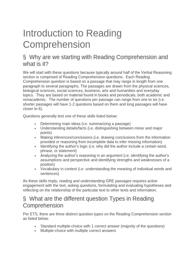 Mastering GRE Reading Comprehension | PDF | Reading Comprehension ...