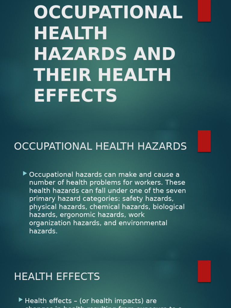 Health Effects of Occupational Hazards | PDF | Hazards | Occupational ...