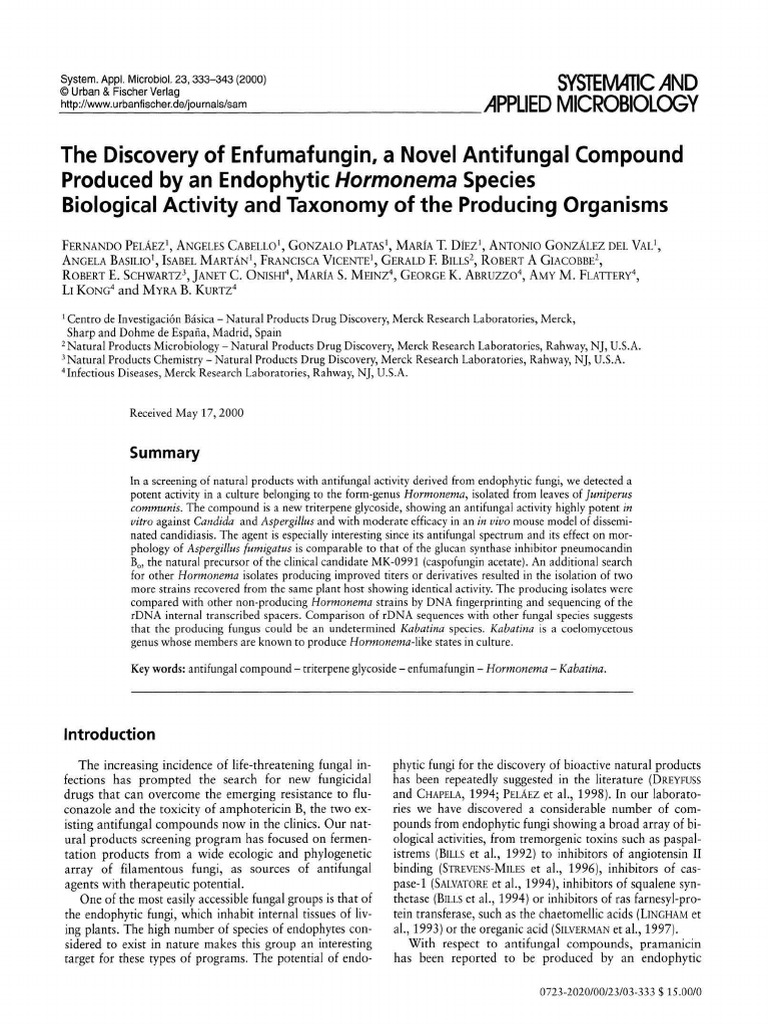 Enfumafungin Hormonema Carpetanum | PDF | Fungus | Yeast