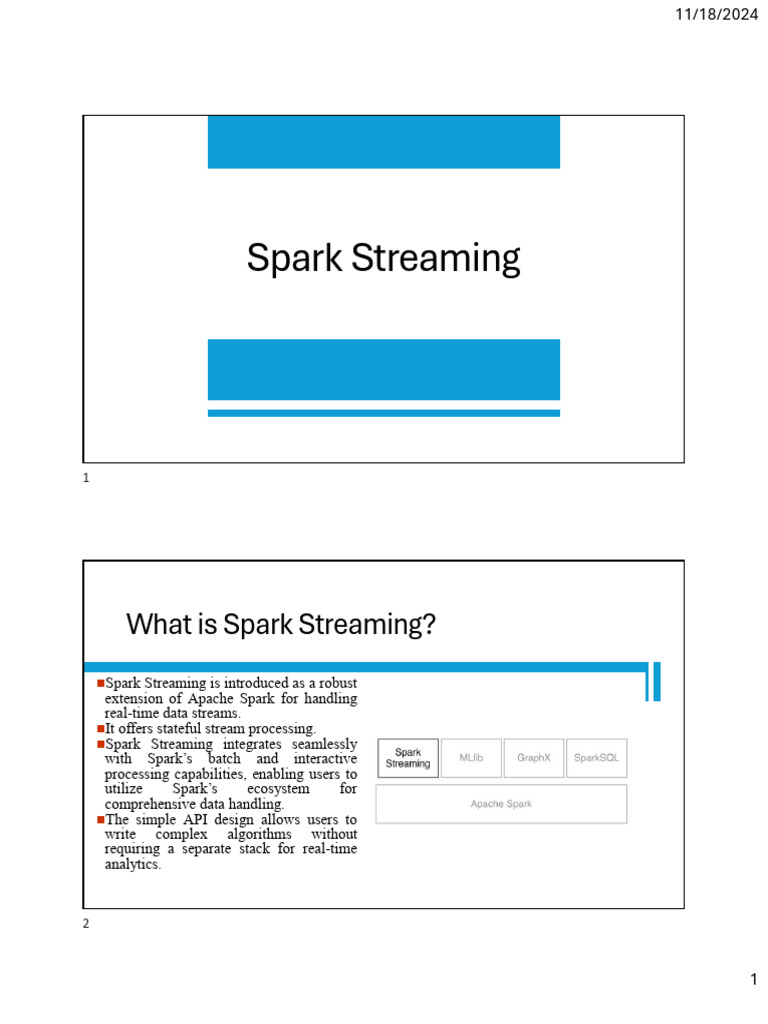 Overview of Spark Streaming Features | PDF | Apache Spark | Apache Hadoop