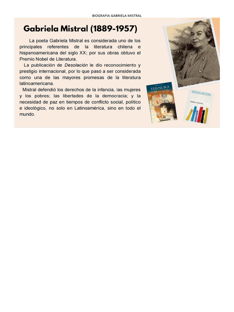 Biografia Gabriela Mistral 1 | PDF