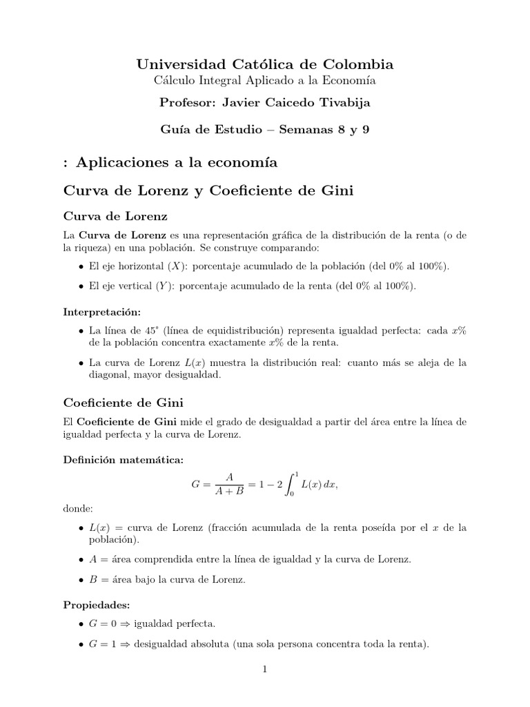Curva de Lorenz y Coeficiente de Gini | PDF | Excedente económico ...