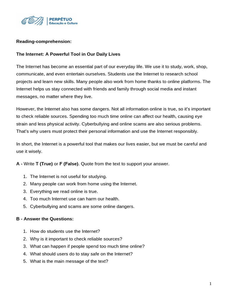 Internet Safety and Responsible Use | PDF