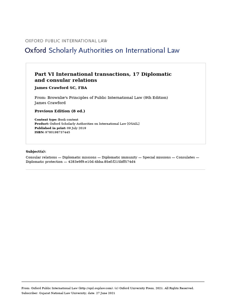 Diplomatic and Consular Relations | PDF | Diplomatic Rank | Consul ...