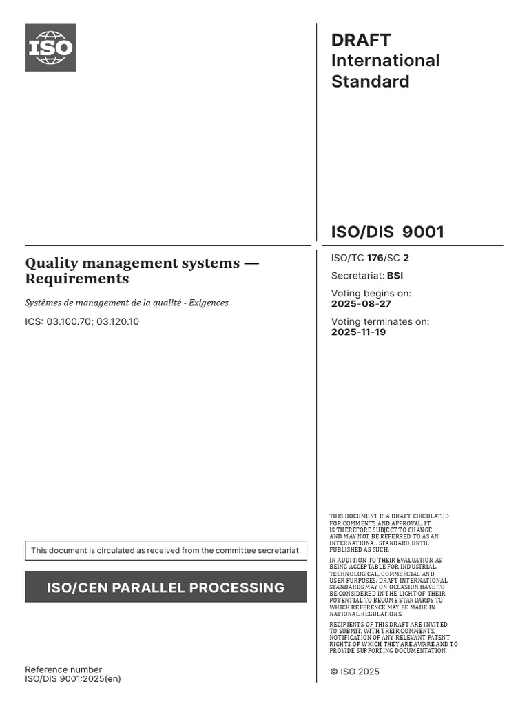 ISO 9001:2026 Draft Standard Overview | PDF | Quality Management ...