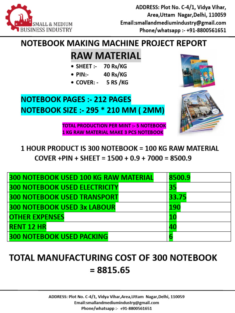 Notebook Making Machine Project Report | PDF