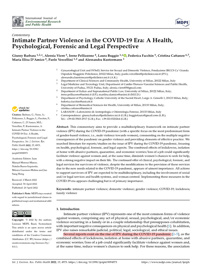 IPV During COVID-19: Health and Legal Insights | PDF | Violence ...