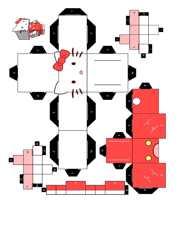 Hello Kitty Paper Model - Free Printable Paper Template | PDF