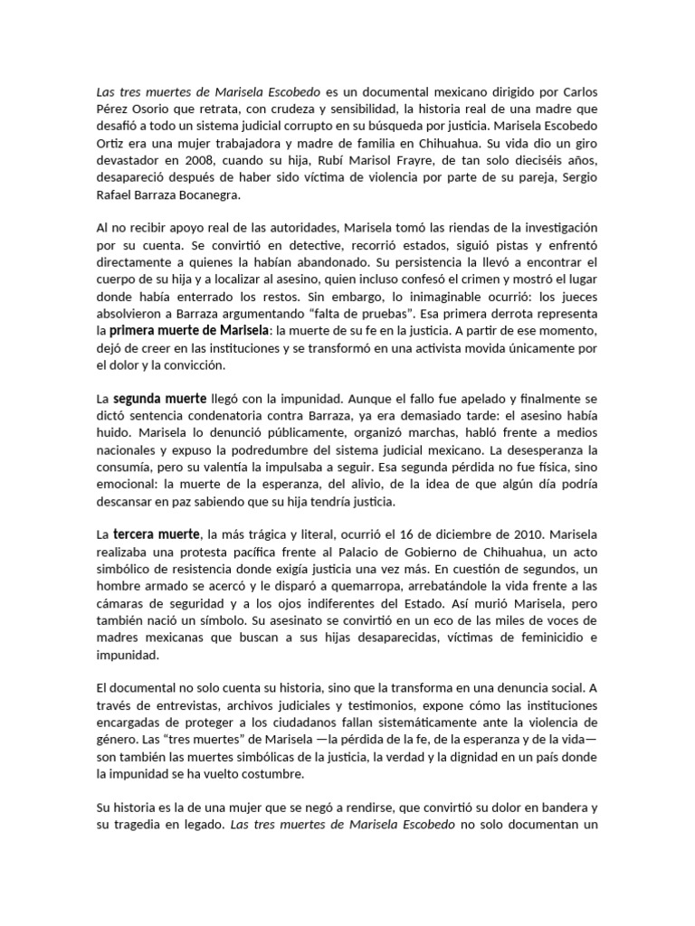 Las Tres Muertes de Marisela Escobedo Es Un Documental Mexicano ...