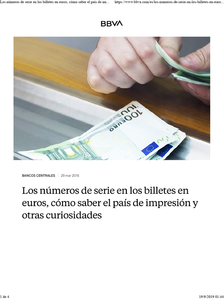 Números de serie en billetes de euro | PDF | Euro | Moneda