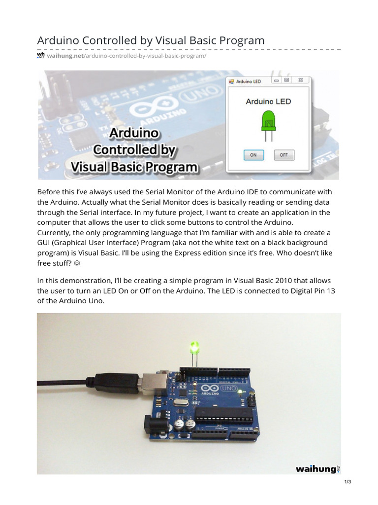 Arduino Controlled by Visual Basic Program | PDF