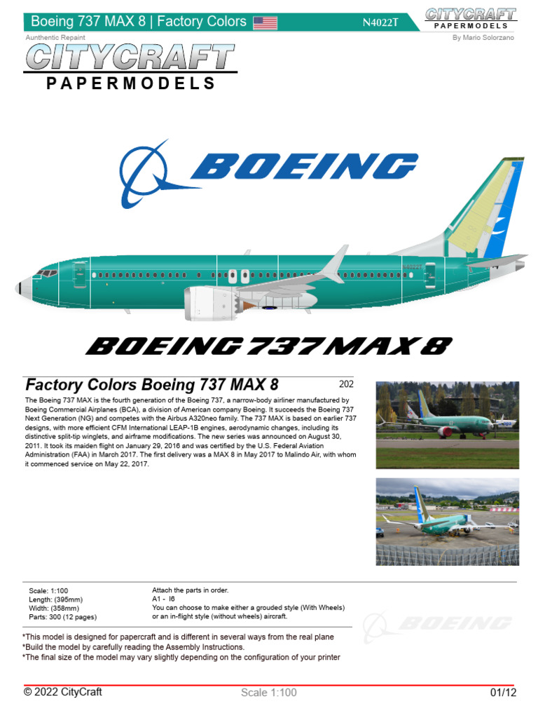 Boeing 737 MAX 8 Papercraft Model | PDF | Boeing | Aviation