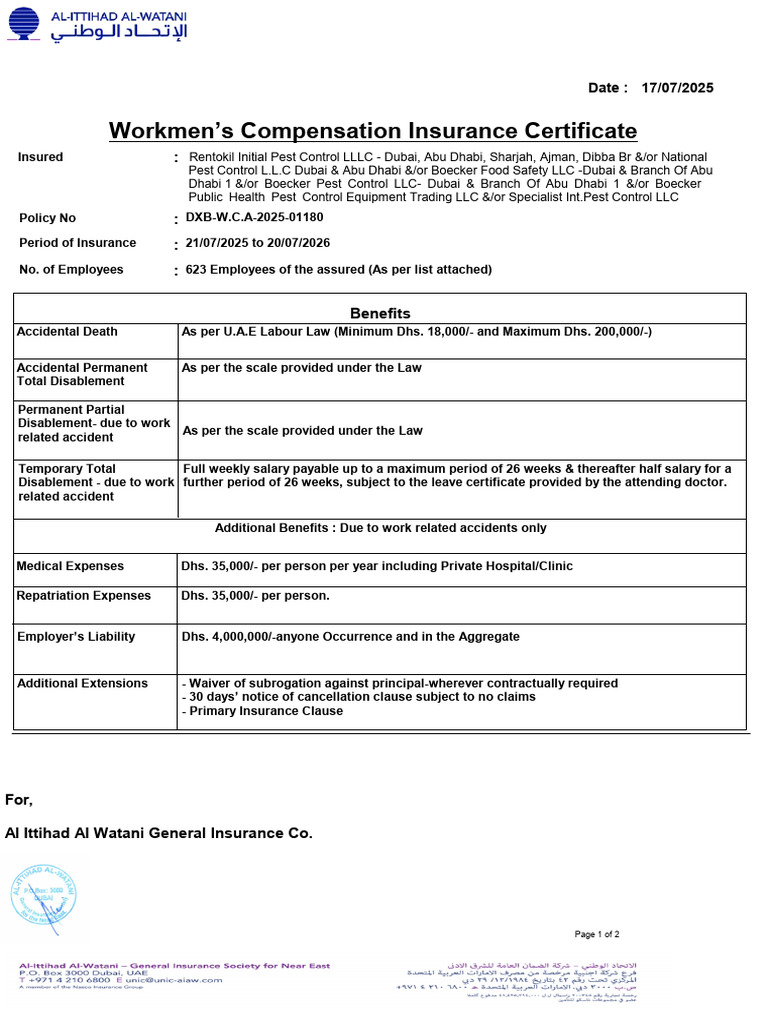 Workmen's Compensation Insurance 20262007 | PDF